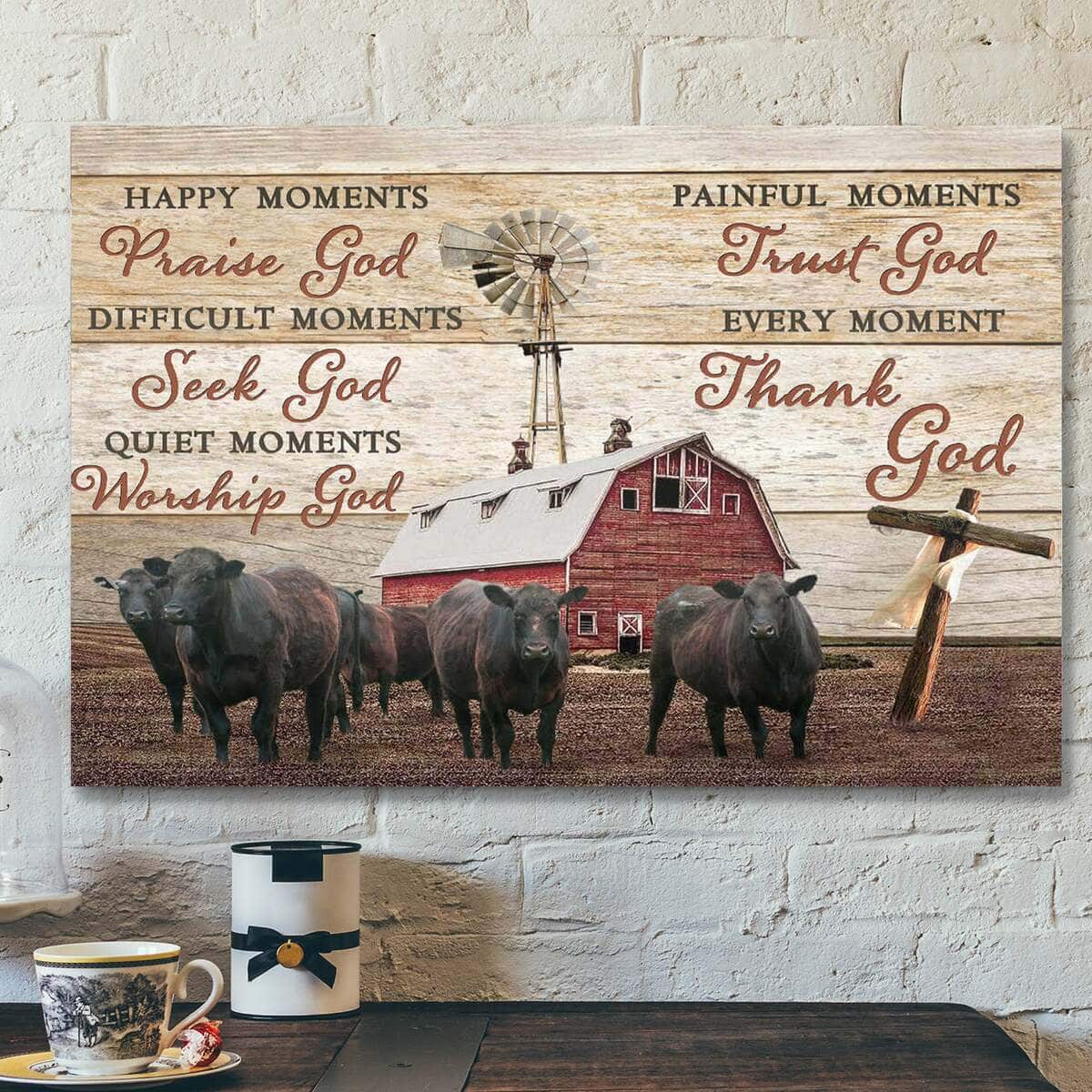 Farmhouse Angus Cows Thank God Bible Verse Scripture Printed Poster ...