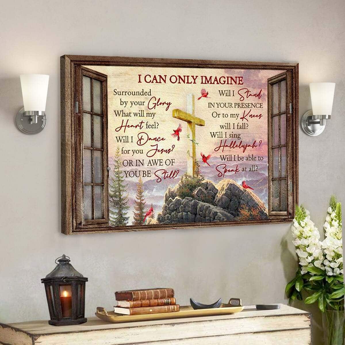 Christian Beautiful Mountain Wooden Cross Pink Sunset I Can Only ...