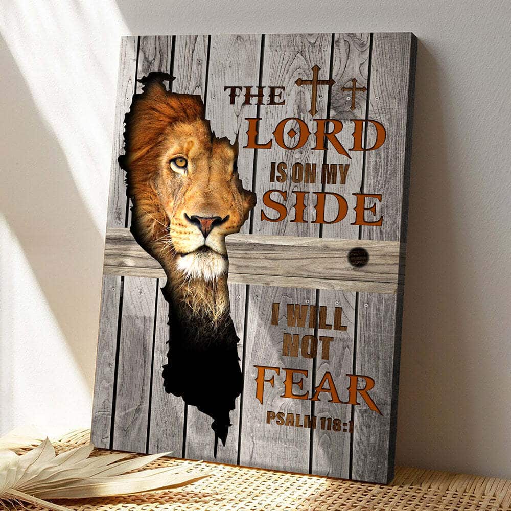 Lion Bible Verse Scripture The Lord Is On My Side Canvas Print - PODRoyal