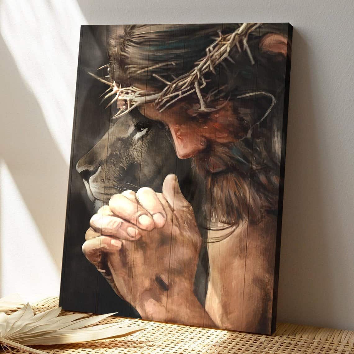 Portrait God Bible Verse Jesus The Power Of Prayer Canvas Wall Art ...