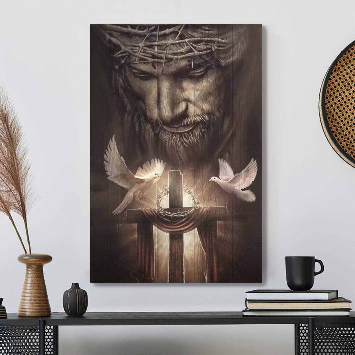 Portrait God Bible Verse Jesus Beautiful Doves Canvas Print - PODRoyal