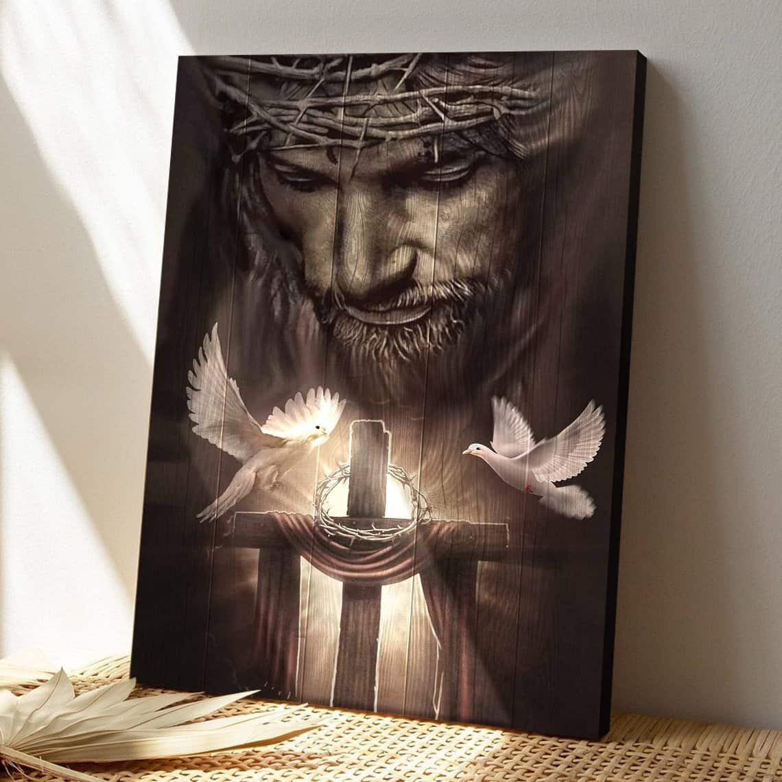 Portrait God Bible Verse Jesus Beautiful Doves Canvas Print - PODRoyal