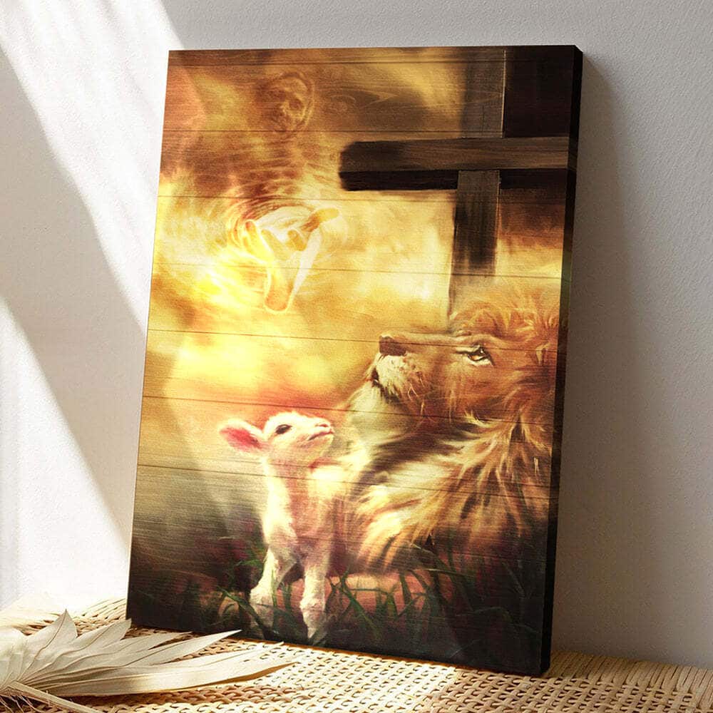 Jesus Jesus Christ Cross And Baby Goat Canvas Print - PODRoyal