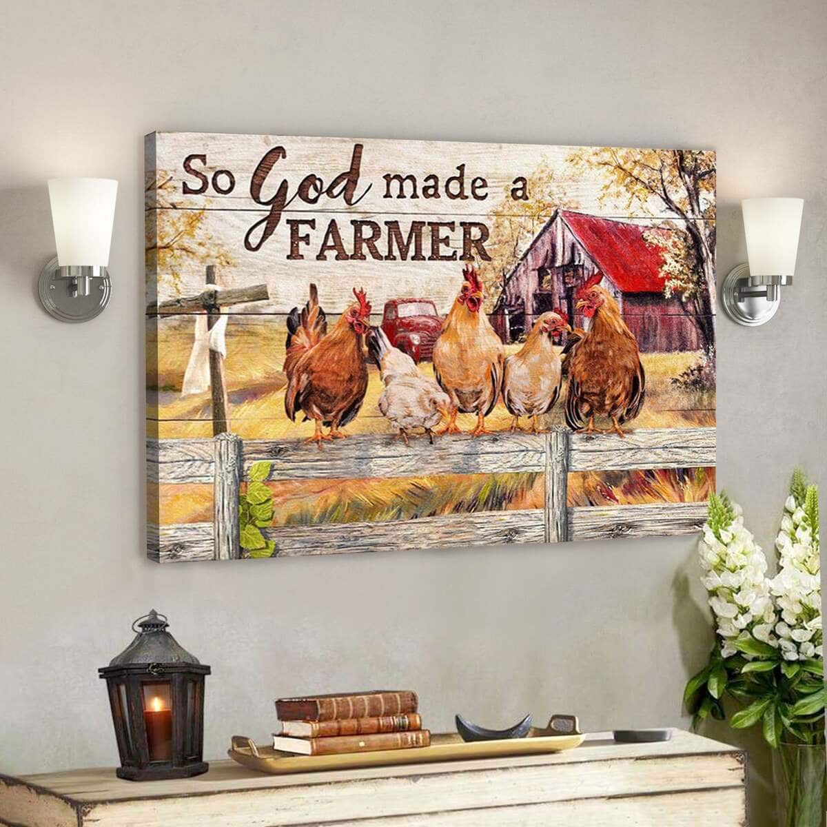 So God Made A Farmer Bible Verse Jesus Scripture Canvas Wall Art - PODRoyal