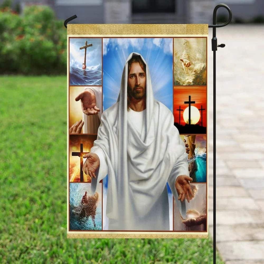 Jesus Reaching Hand Christian Religious Garden Flag - PODRoyal
