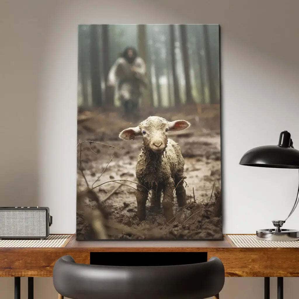 Jesus Lamb Of God Jesus Running After Lamb Canvas Print - PODRoyal